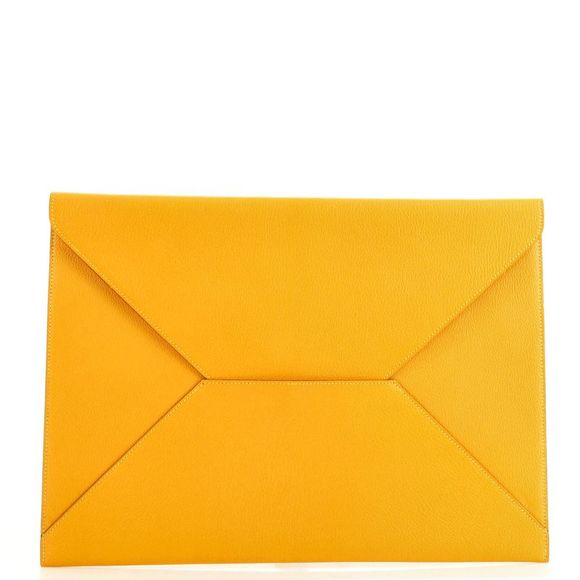 Hermes | Bags | Hermes Envelope Clutch Chevre Mysore Large Yellow ...